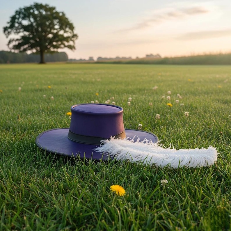 Purple Leather Musketeer Hat, Handmade Cavalier Costume - Etsy