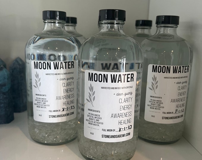 Moon Water Jar With Cork and Crystal, Moon Water Bottle Kit, Full Moon ...