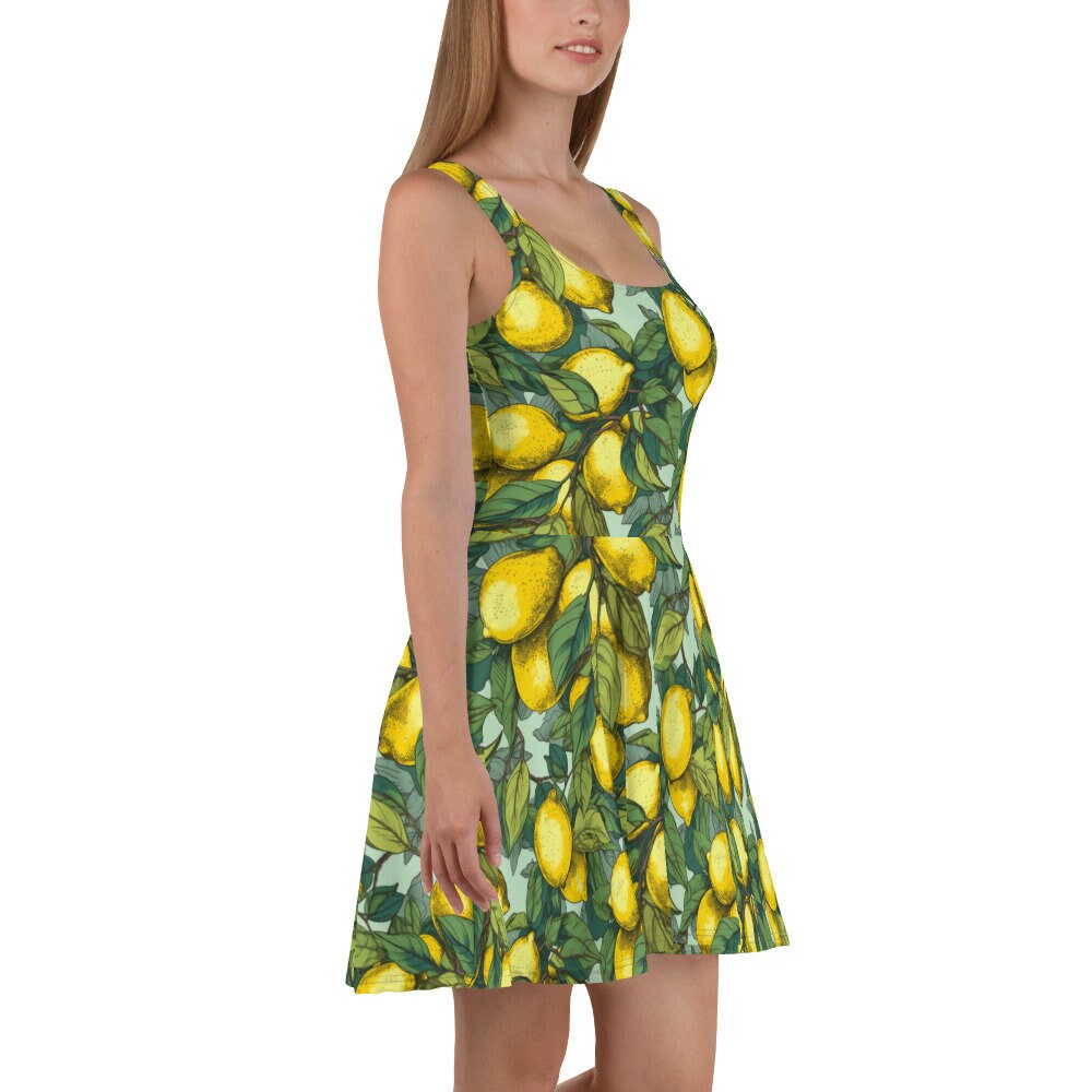 Citrus Splash: Fresh Lemon Print Dress Skater Dress - Etsy
