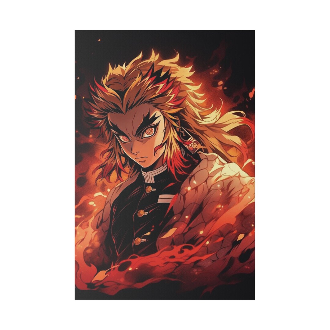 Kyojuro Rengoku Flame Hashira Canvas Art Demon Slayer Inspired Wall ...
