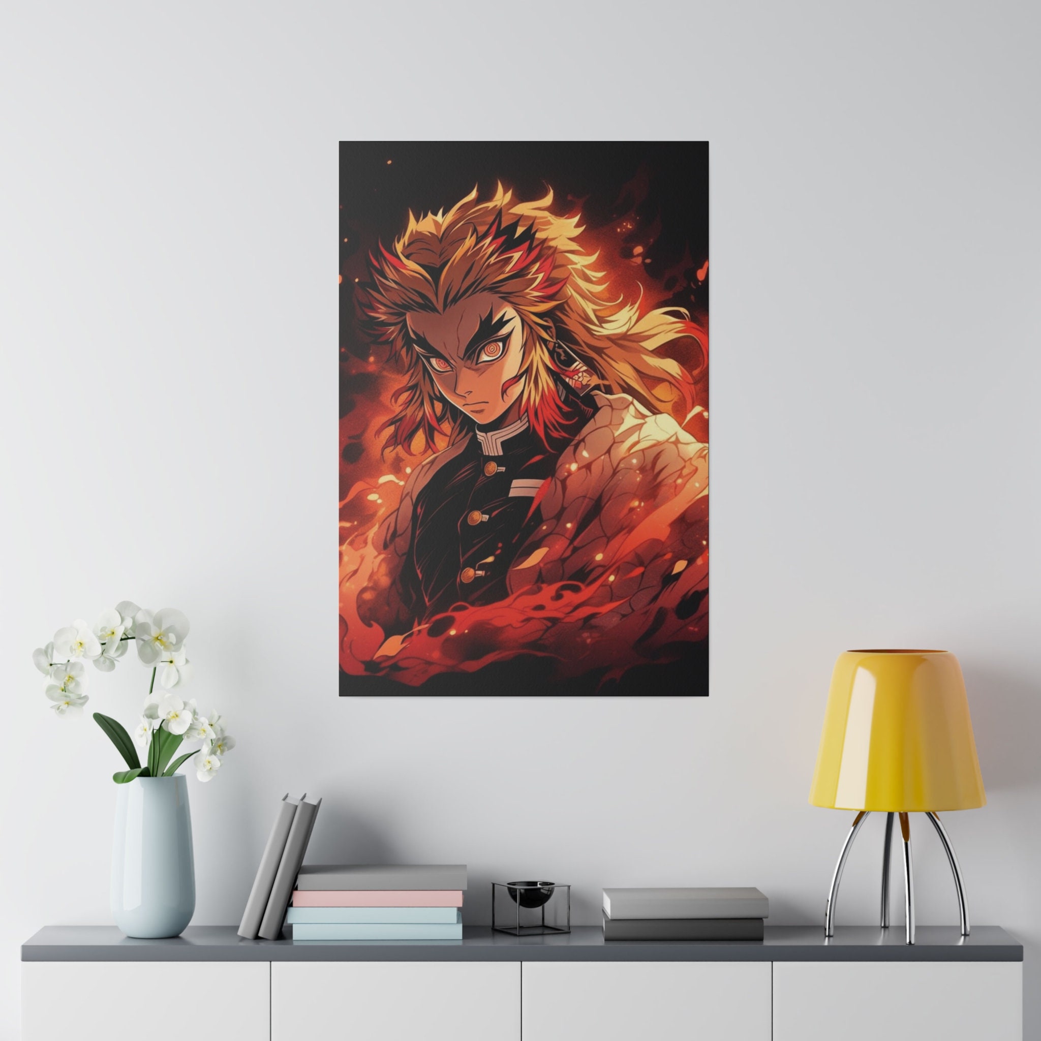 Kyojuro Rengoku Flame Hashira Canvas Art Demon Slayer Inspired Wall ...