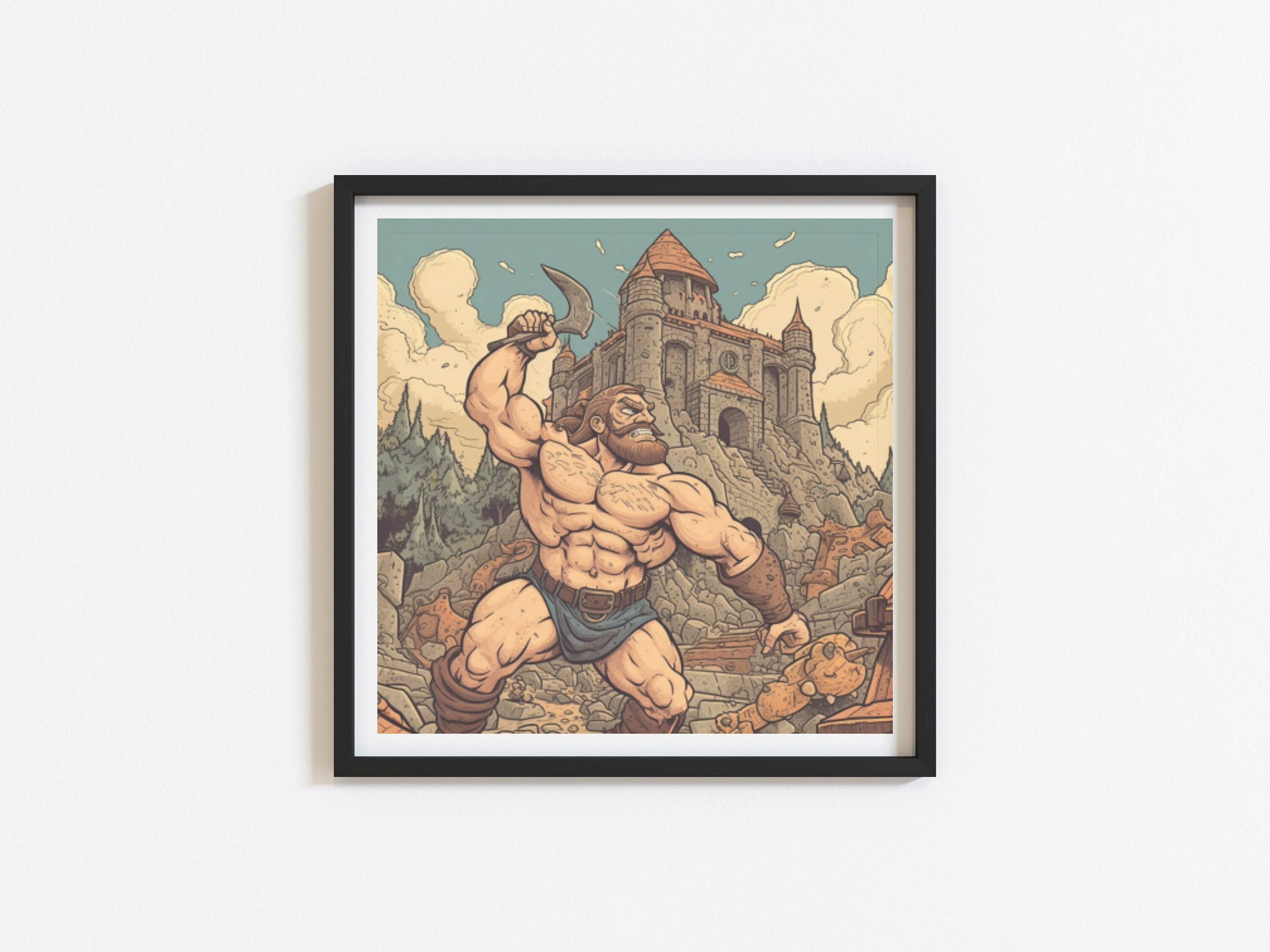 DND Barbarian Art: Cartoon Warrior, Game Room Decor (PDF & PNG) - Etsy