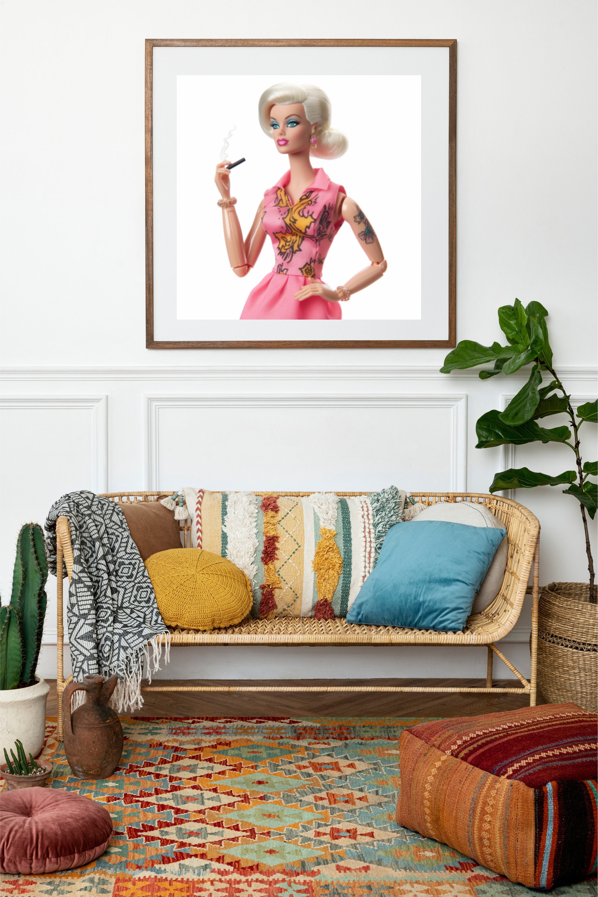 Retro Wall Art Pinup Wall Decor for Tattoo Shop Artwork Pinup Doll ...