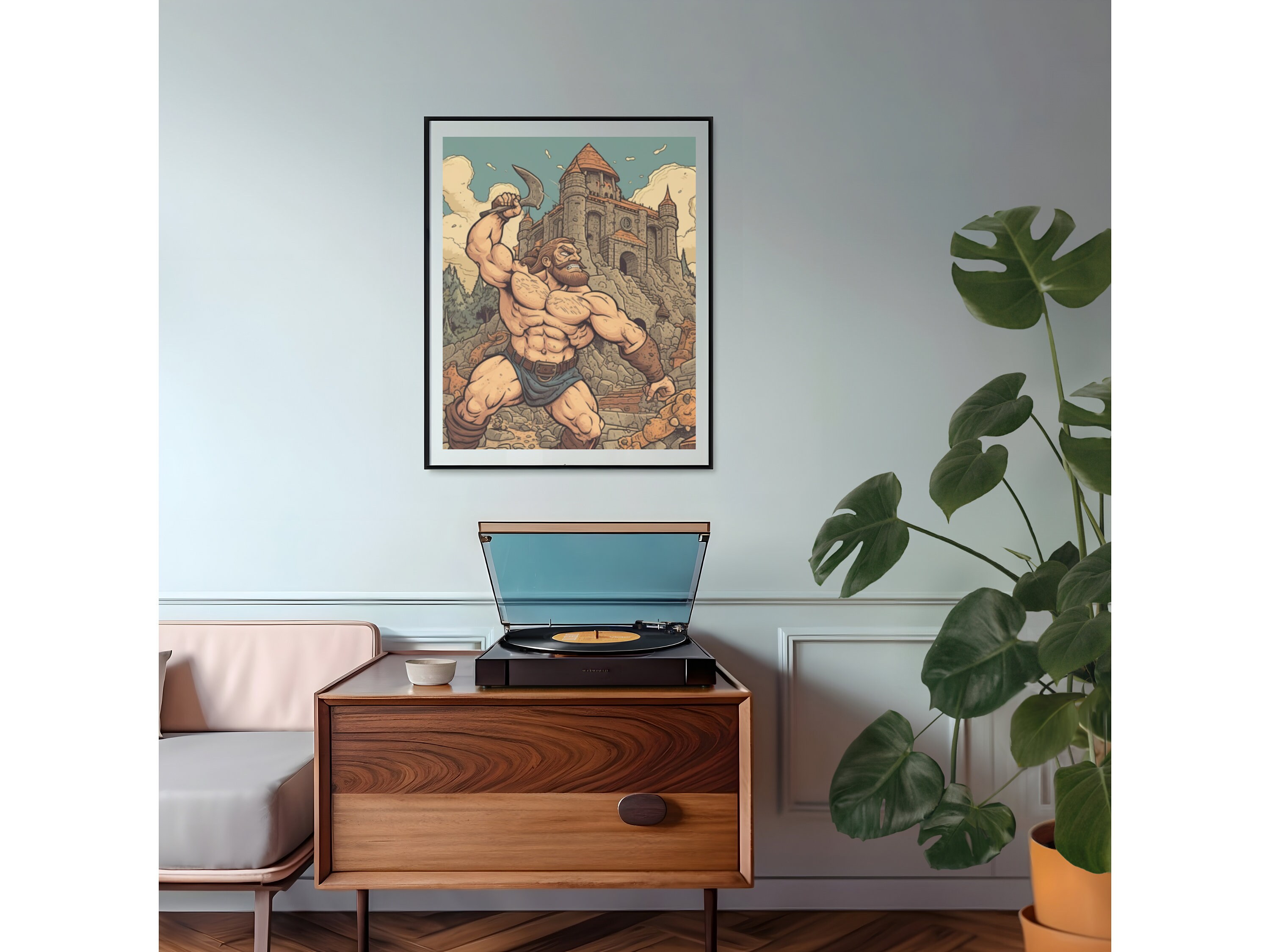 DND Barbarian Art: Cartoon Warrior, Game Room Decor (PDF & PNG) - Etsy
