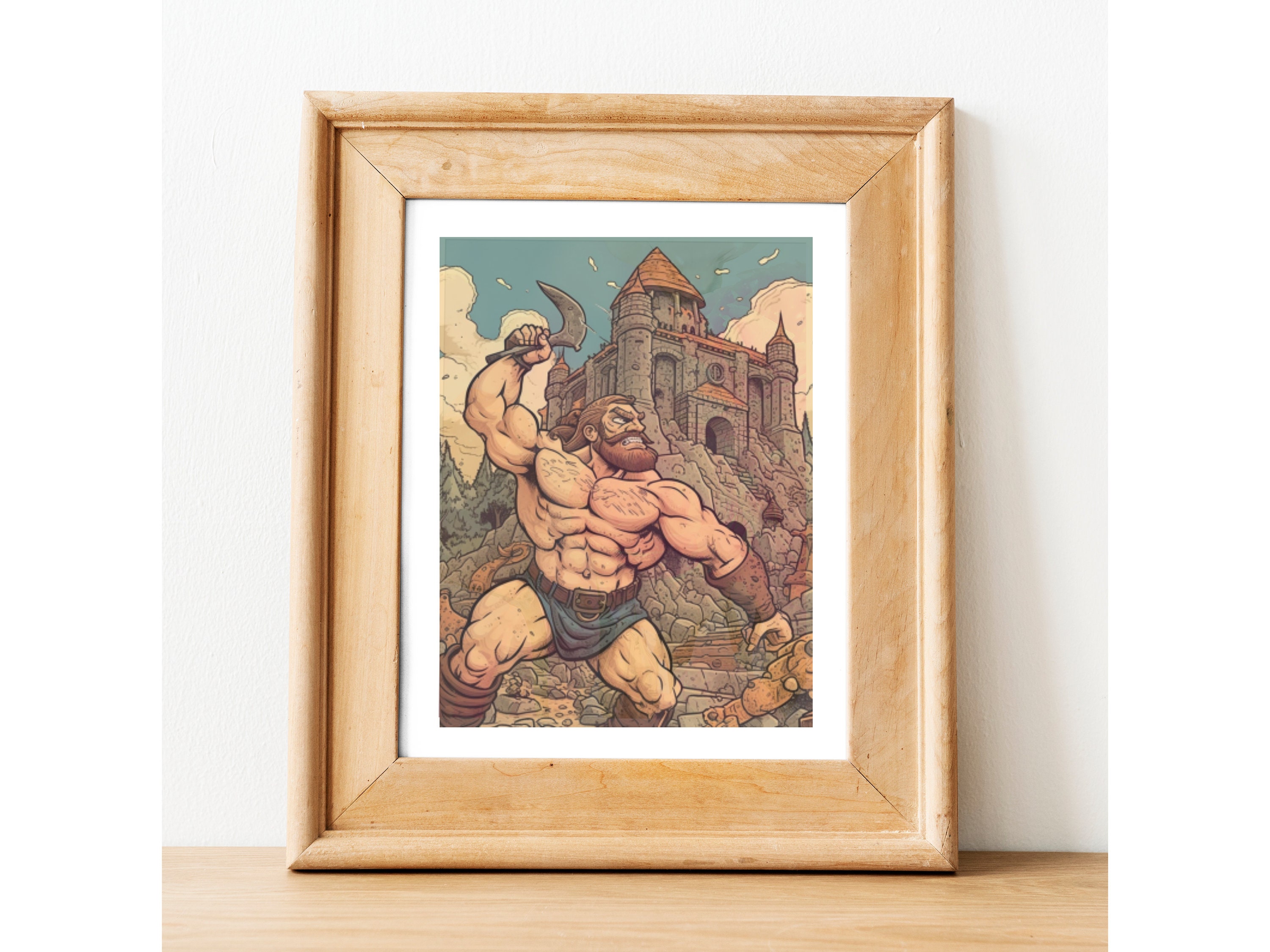 DND Barbarian Art: Cartoon Warrior, Game Room Decor (PDF & PNG) - Etsy