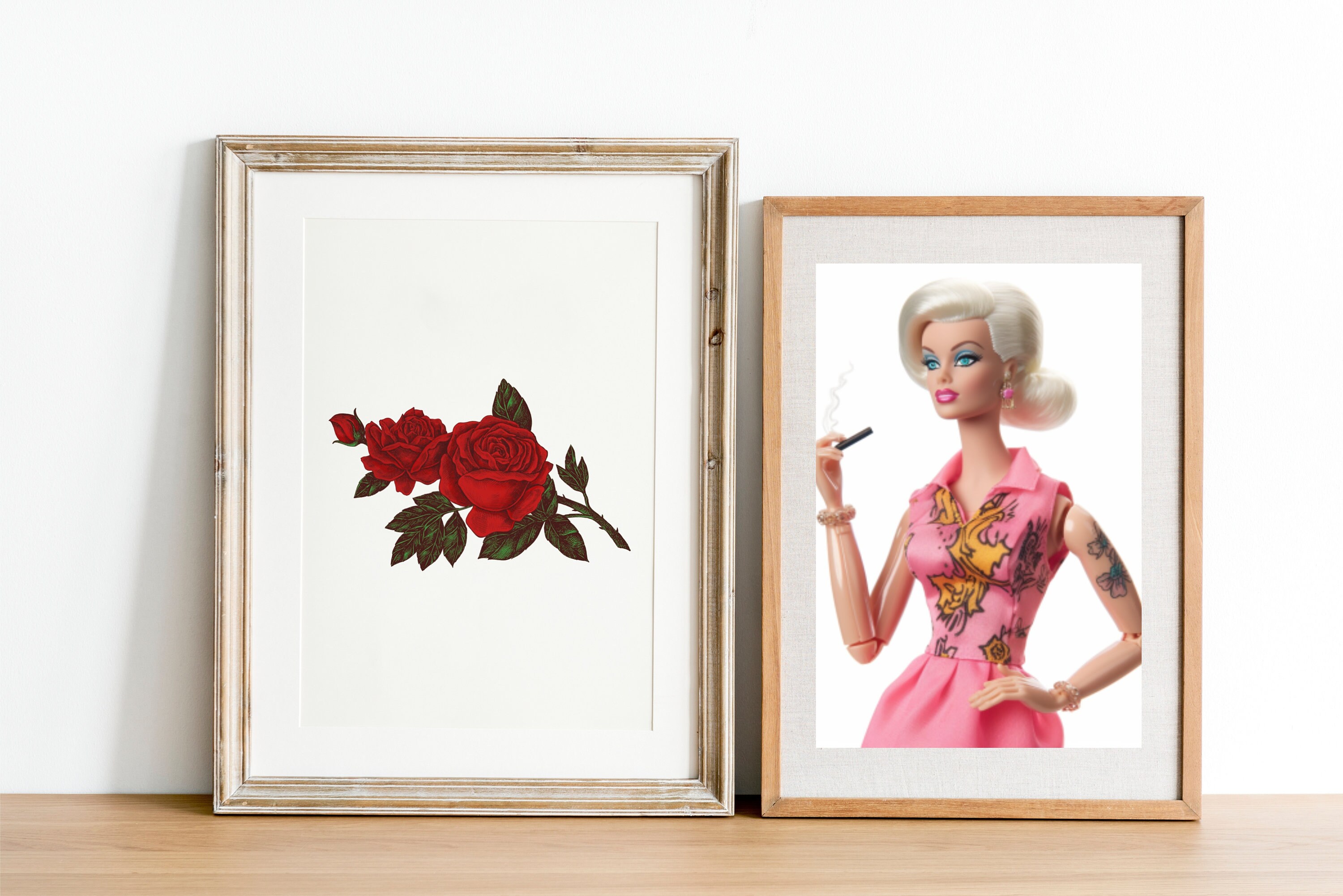 Retro Wall Art Pinup Wall Decor for Tattoo Shop Artwork Pinup Doll ...
