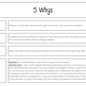 5 Why's, Root Cause Analysis, Project Management, Change Management ...