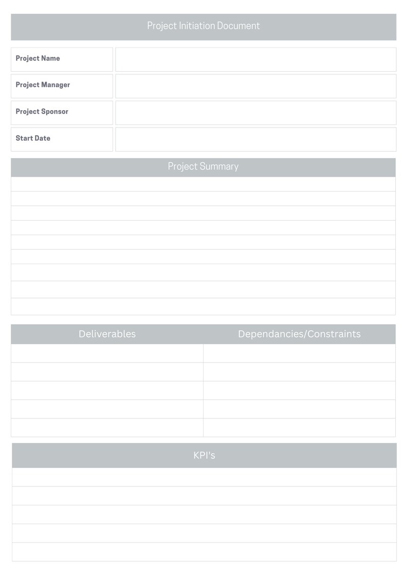 Project Initiation Checklist Template, Project Management, Change ...