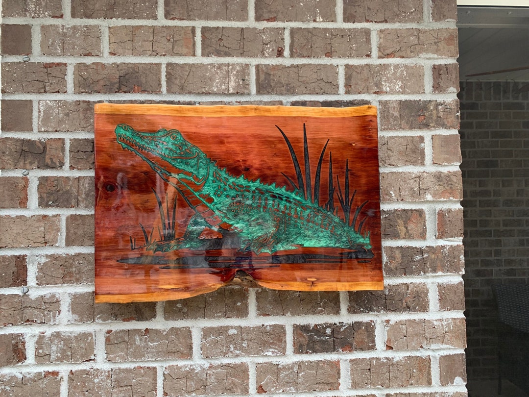 Cedar Alligator Wall Art With Live Edges - Etsy