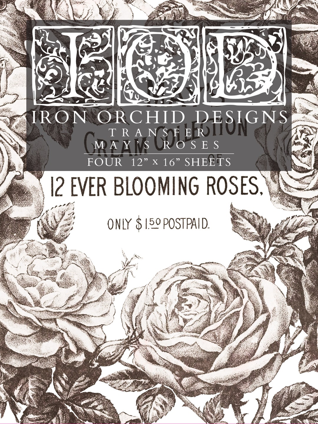 IOD Design Transfer May's Roses 12"x16" (4) Sheet Pad by Iron Orchid ...
