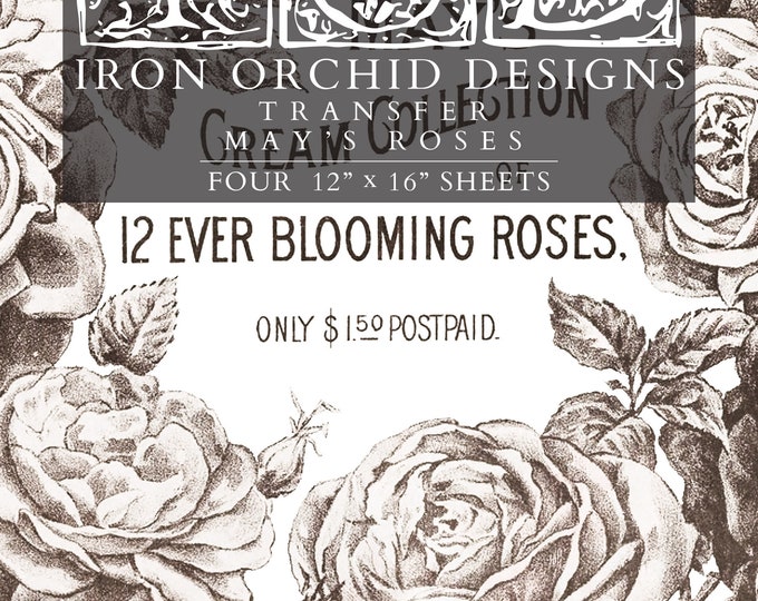 IOD Design Transfer May's Roses 12"x16" (4) Sheet Pad by Iron Orchid ...