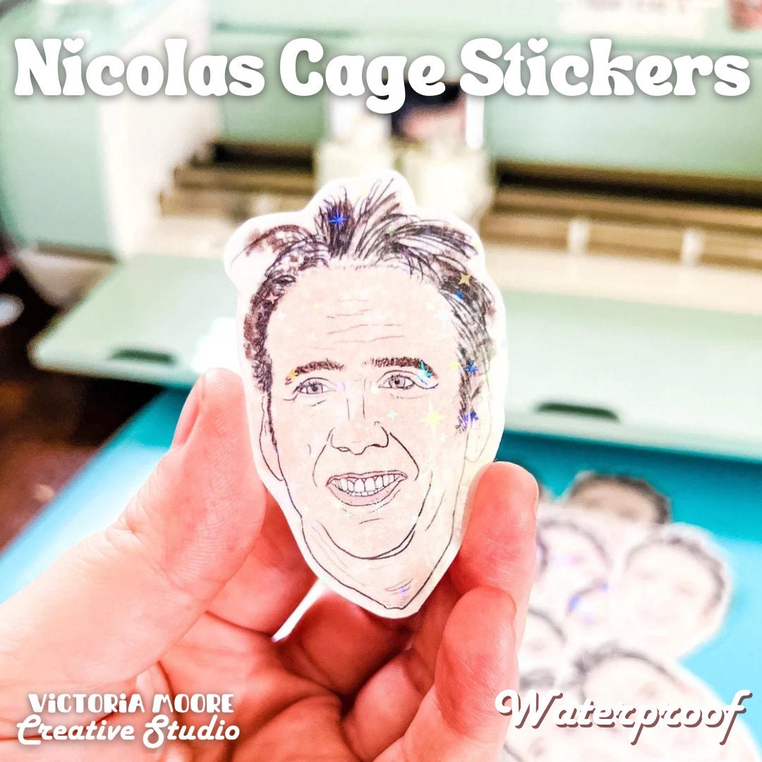 Nicolas Cage Stickers Funny Vinyl Waterproof Stickers Sparkly Digital ...