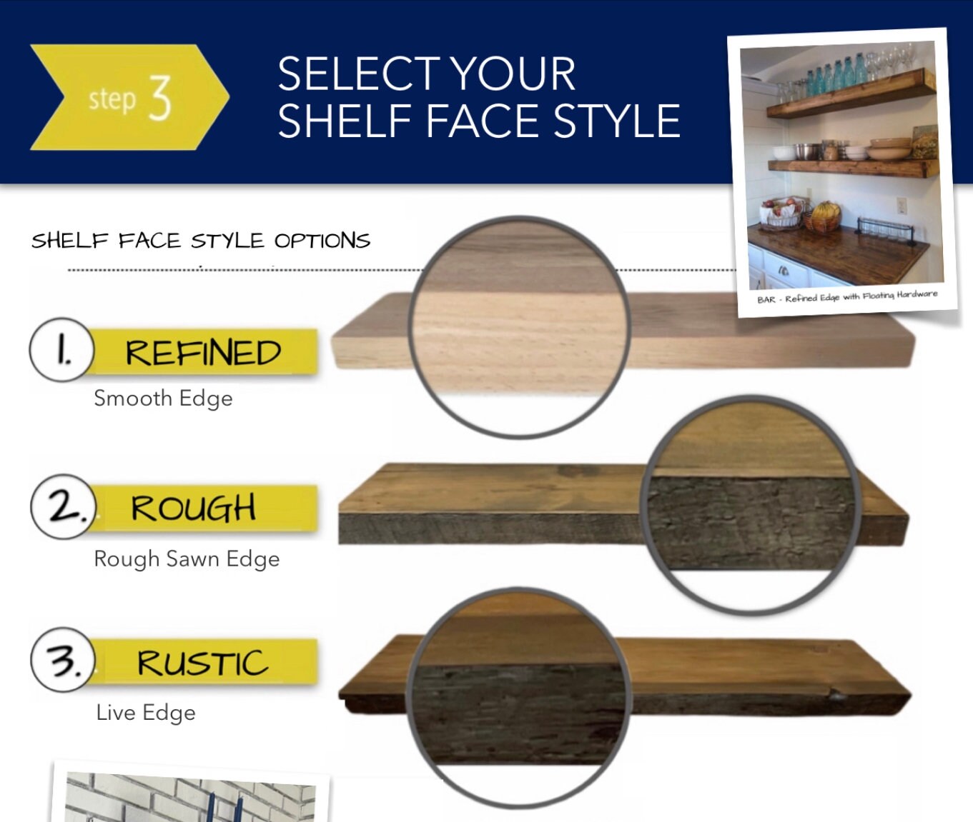 CUSTOM MADE, Rough Sawn Edge, Solid Wood Shelving. MORE Shelf Styles ...