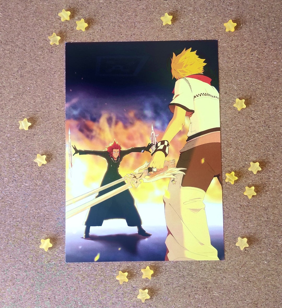 A5 PRINT - Kingdom Hearts - Roxas and Axel Battle KH - Etsy