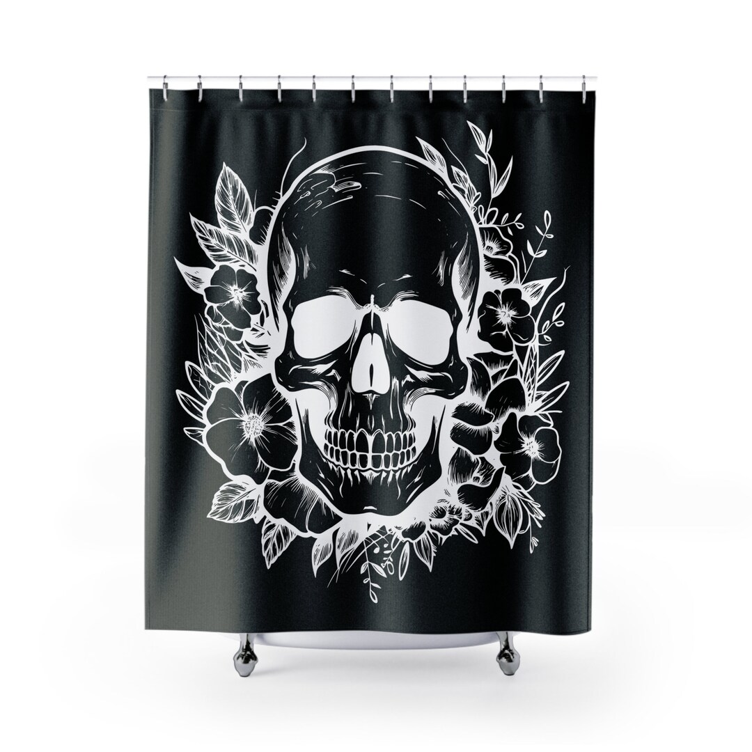 Goth Shower Curtain, Gothic Bathroom, Skulls Shower Curtain, Fabric ...