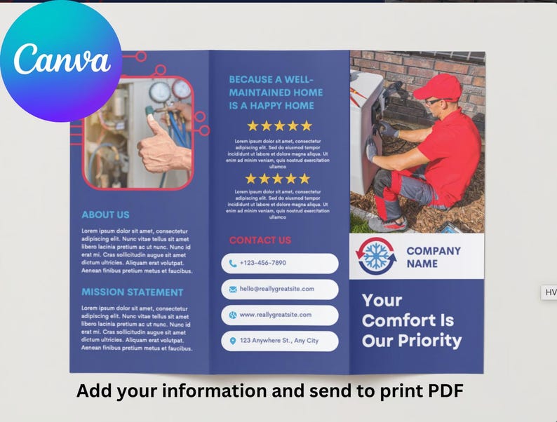 HVAC Business Brochure Template – Customizable, Print-ready Design - Etsy