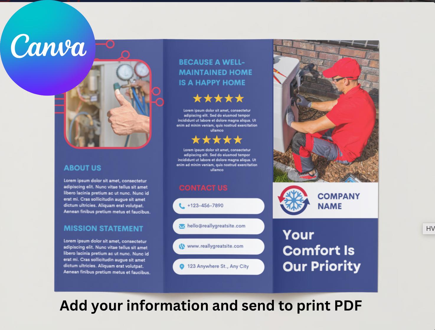 HVAC Business Brochure Template – Customizable, Print-ready Design - Etsy