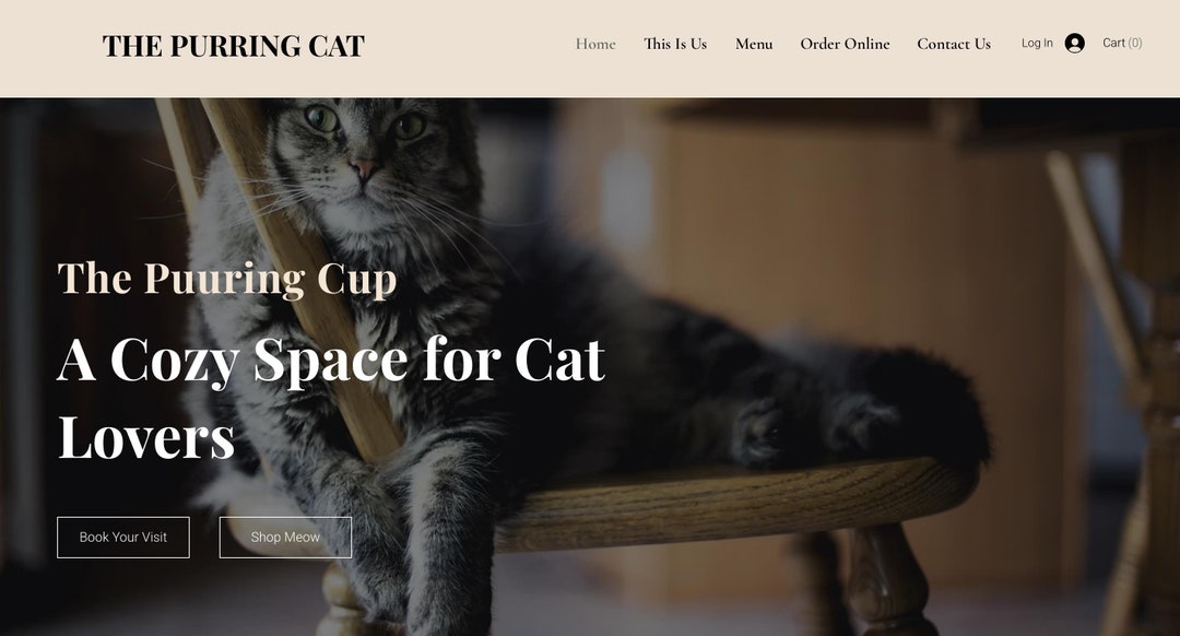 Cat Café Website Template – “the Puurring Cup”- WIX Template - Etsy