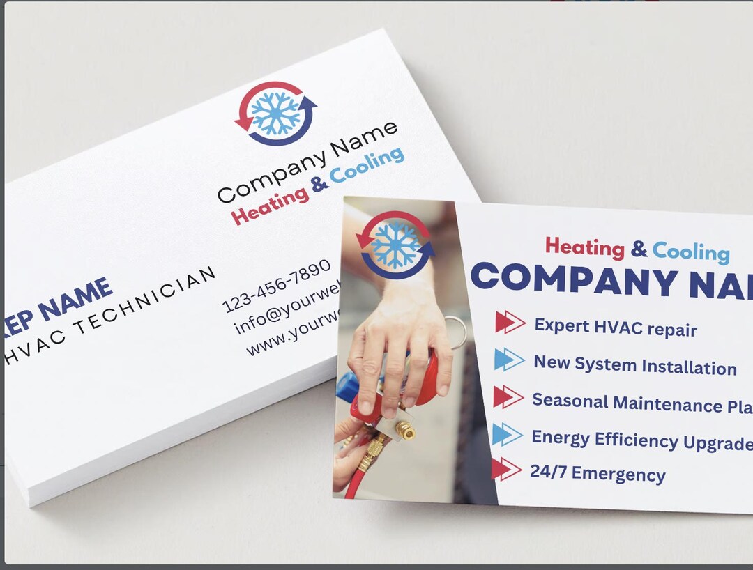 HVAC Business Card Template With Dual Front Designs & Professional Back ...