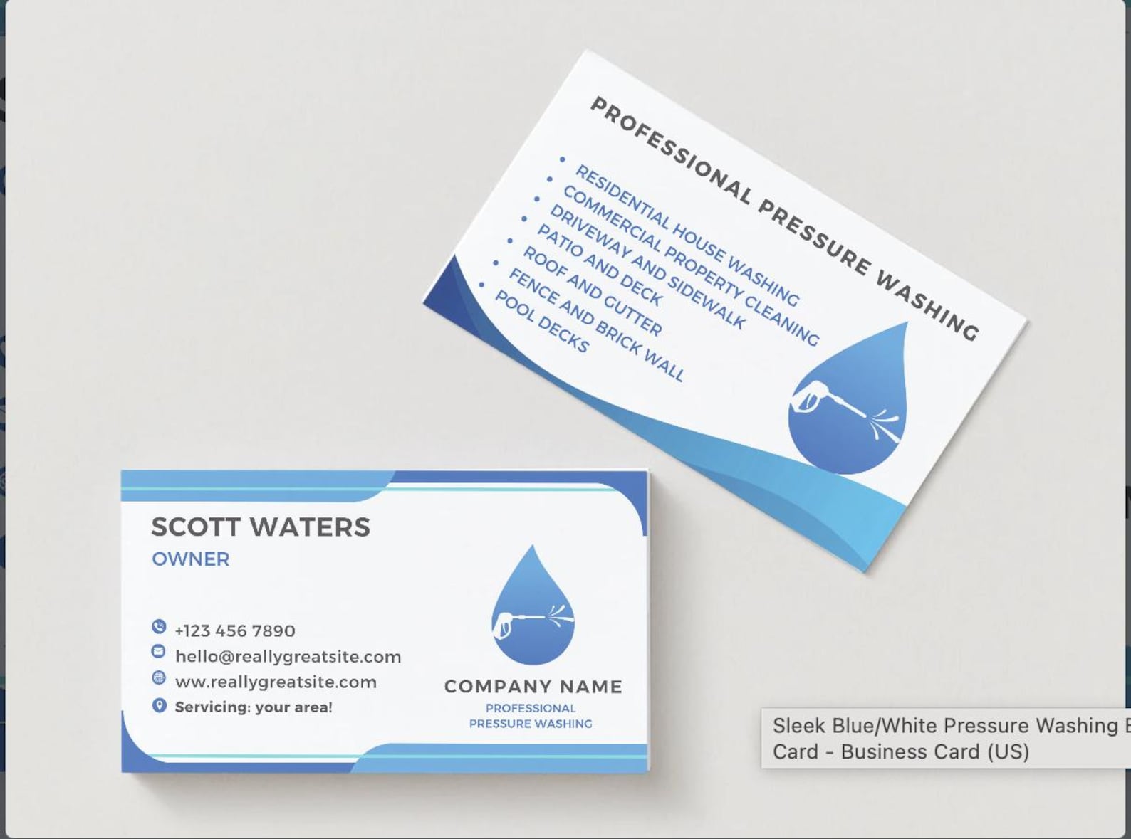 Pressure Washing Business Card Template - Design With Canvapro - Etsy