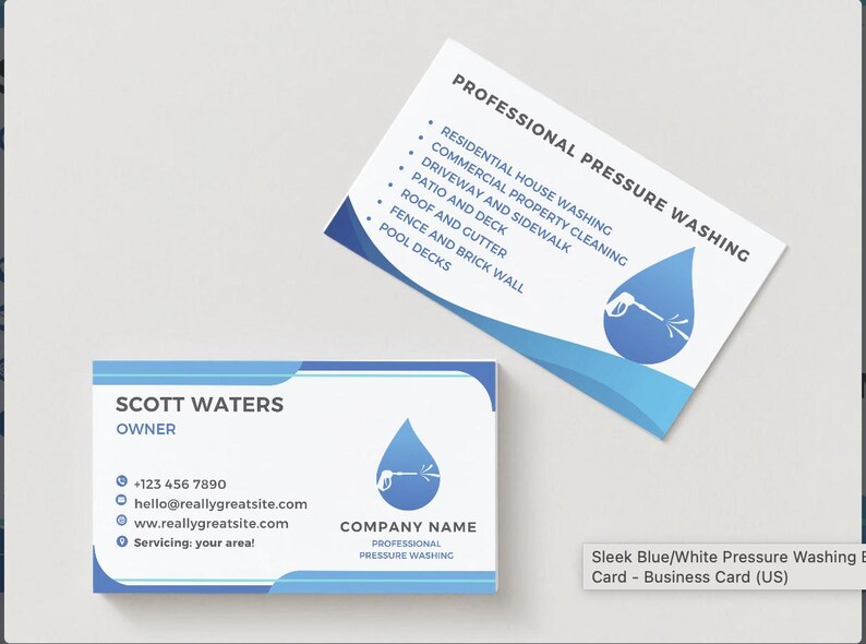 Pressure Washing Business Card Template - Design With Canvapro - Etsy