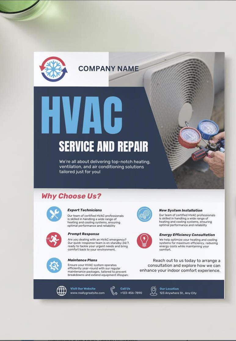 HVAC Business Services Flyer Template – CANVA Customizable, Print-ready ...