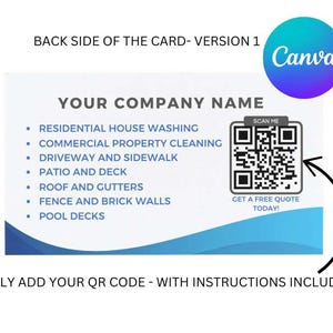 Pressure Washing Business Card Template - Design With Canvapro - Etsy