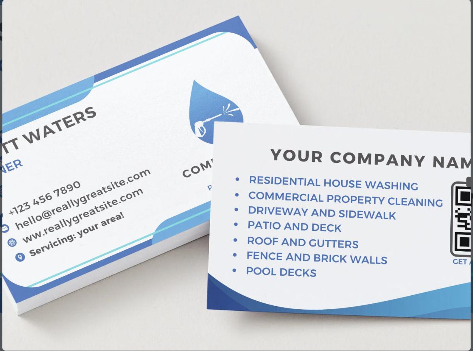 Pressure Washing Business Card Template - Design With Canvapro - Etsy