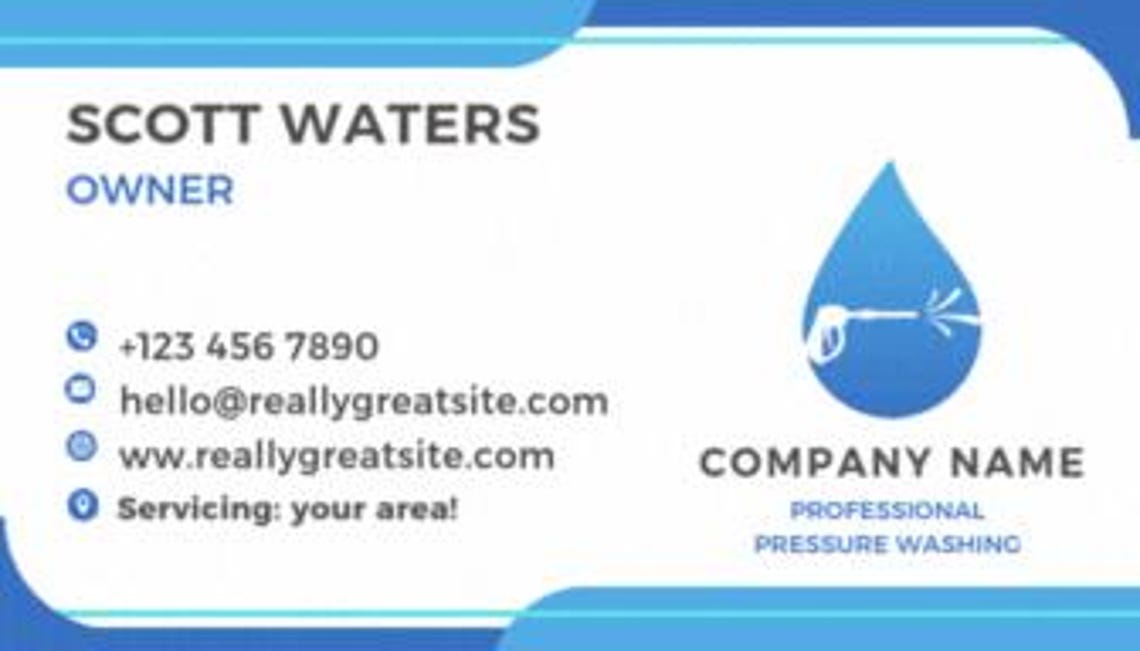 Pressure Washing Business Card Template - Design With Canvapro - Etsy