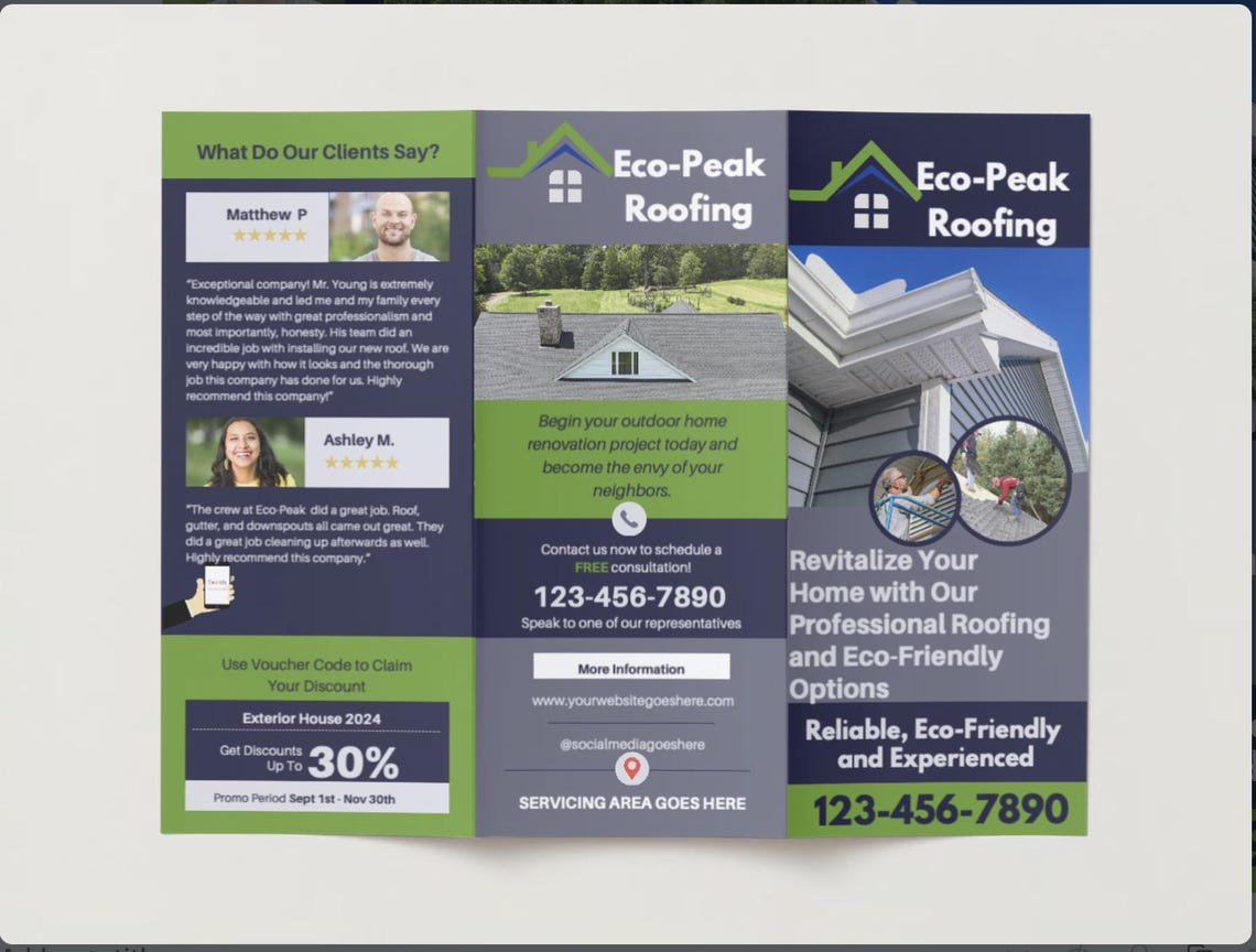 Roofing Business Brochure Template- Tri-fold - Etsy