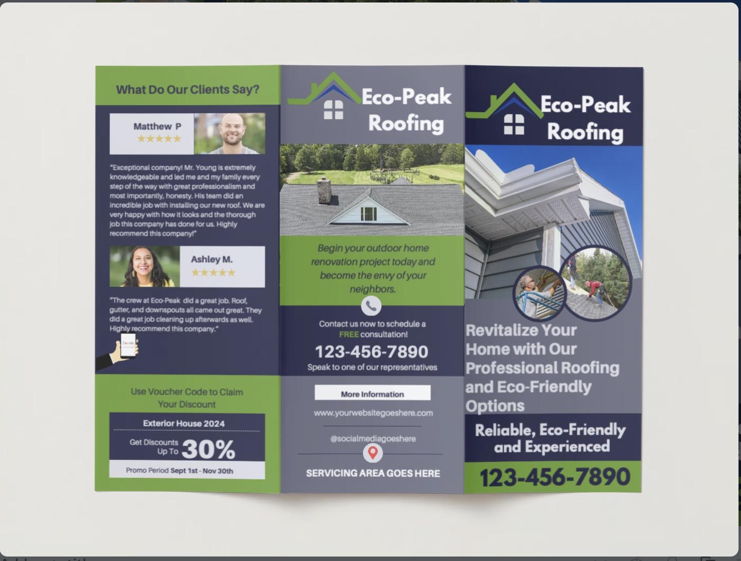 Roofing Business Brochure Template- Tri-fold - Etsy