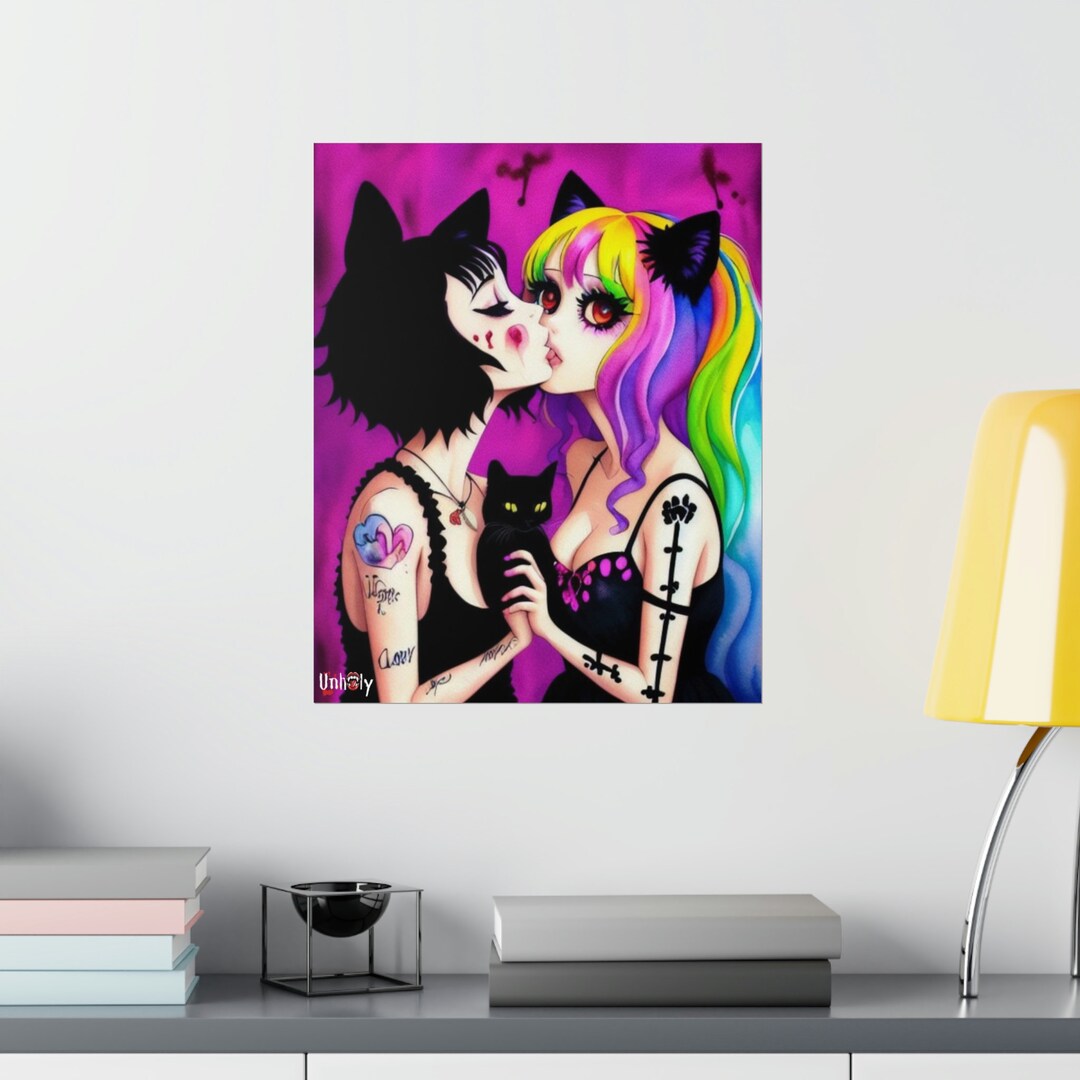 Pastel Goth Poster, Kitten Cosplay Wall Art, Alt Girl Aesthetic, Anime ...