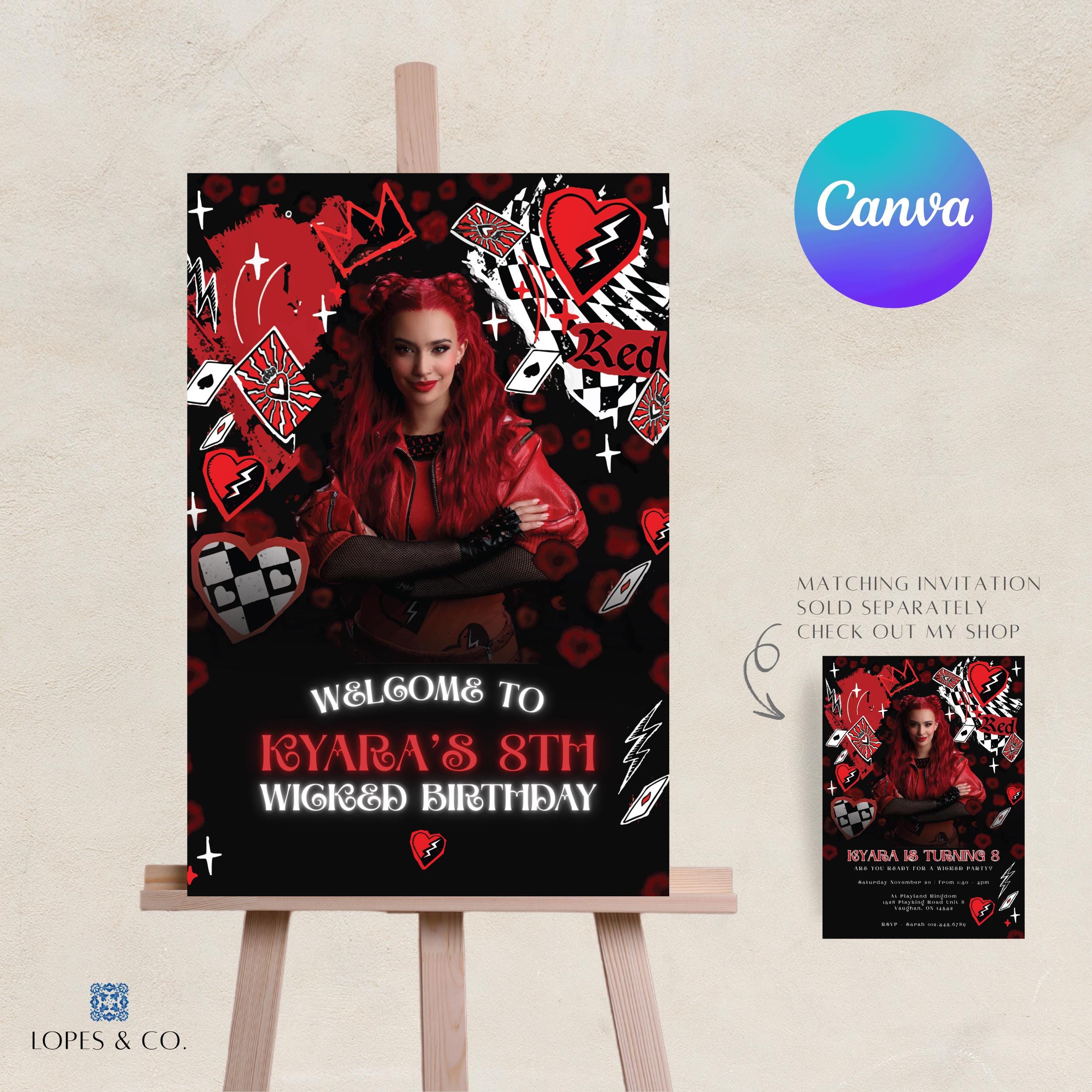 Descendants Welcome Sign Rise of Red Birthday Banner Template Red Theme ...