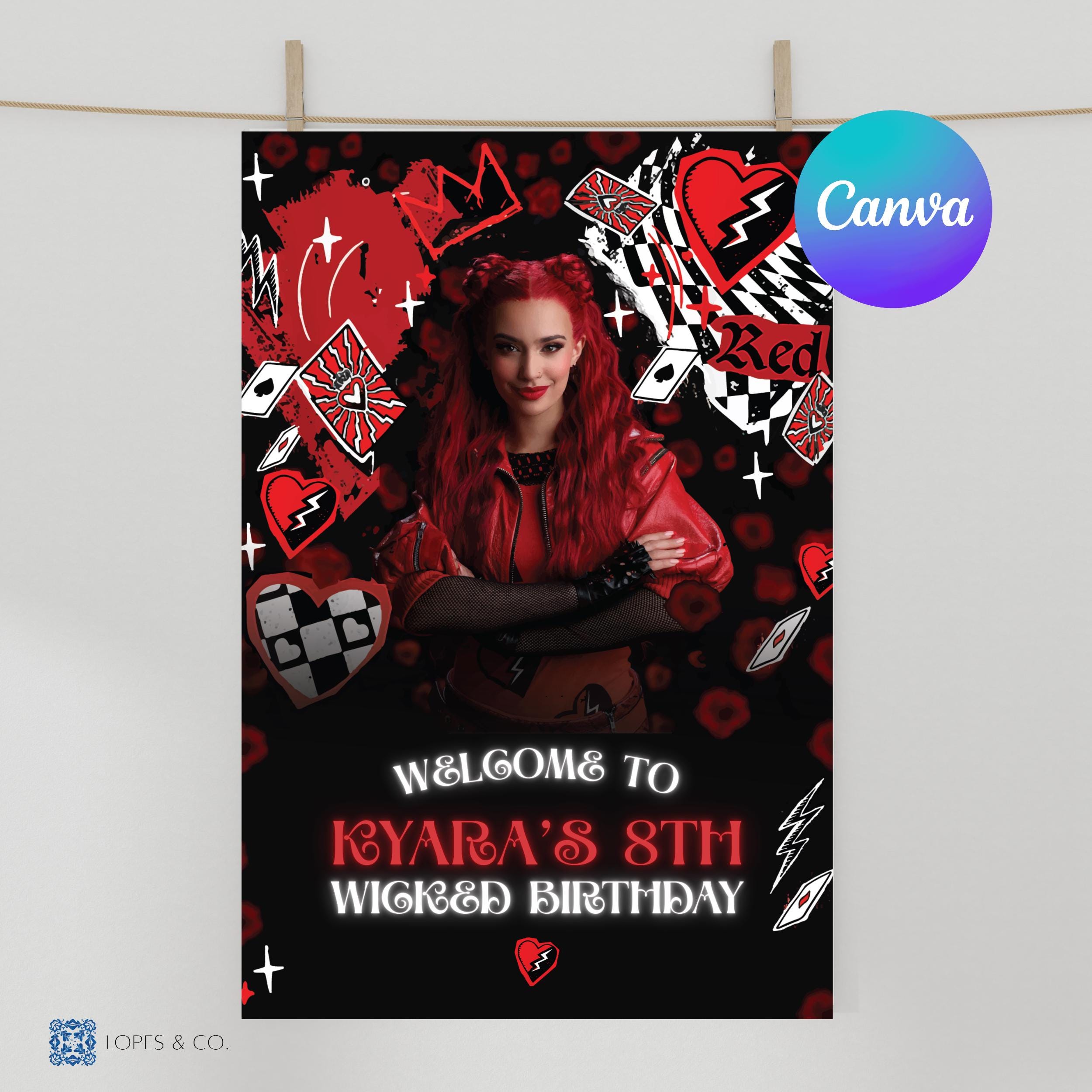 Descendants Welcome Sign Rise of Red Birthday Banner Template Red Theme ...