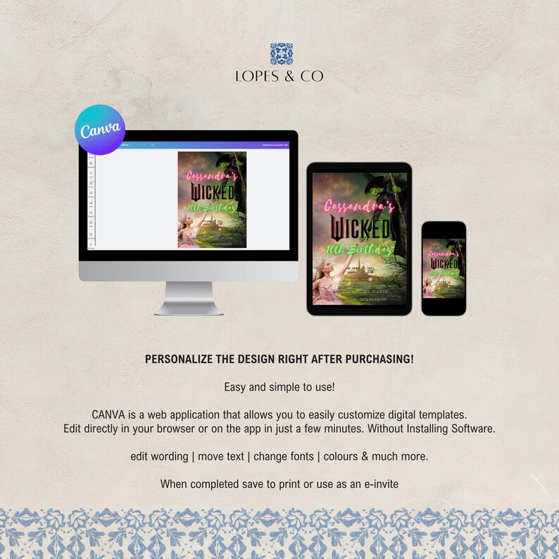 Editable Wicked Invite, Wicked Birthday Invitation, Wicked Invitation ...