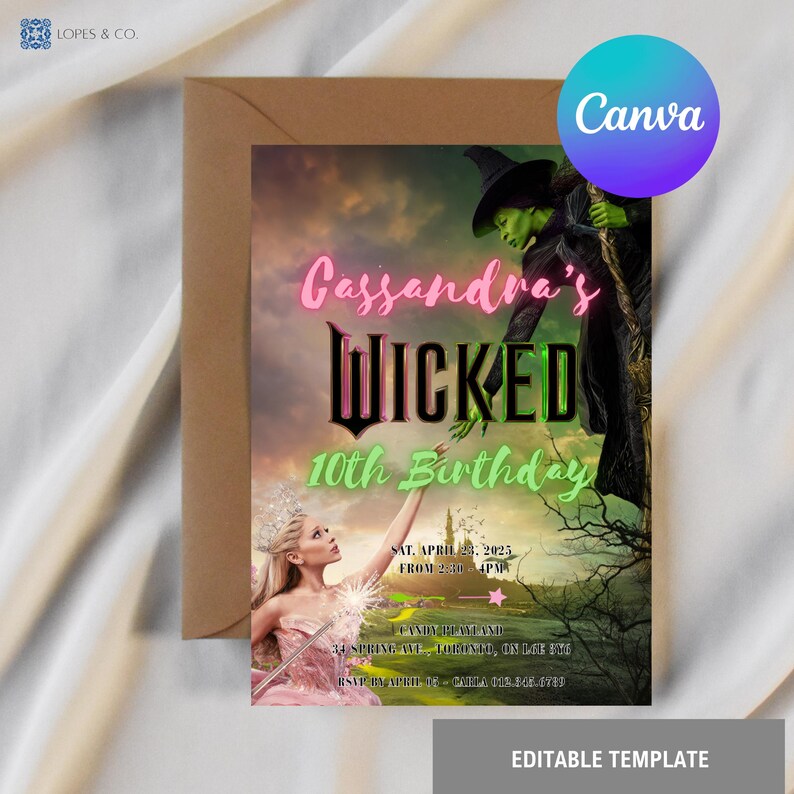 Editable Wicked Invite, Wicked Birthday Invitation, Wicked Invitation ...