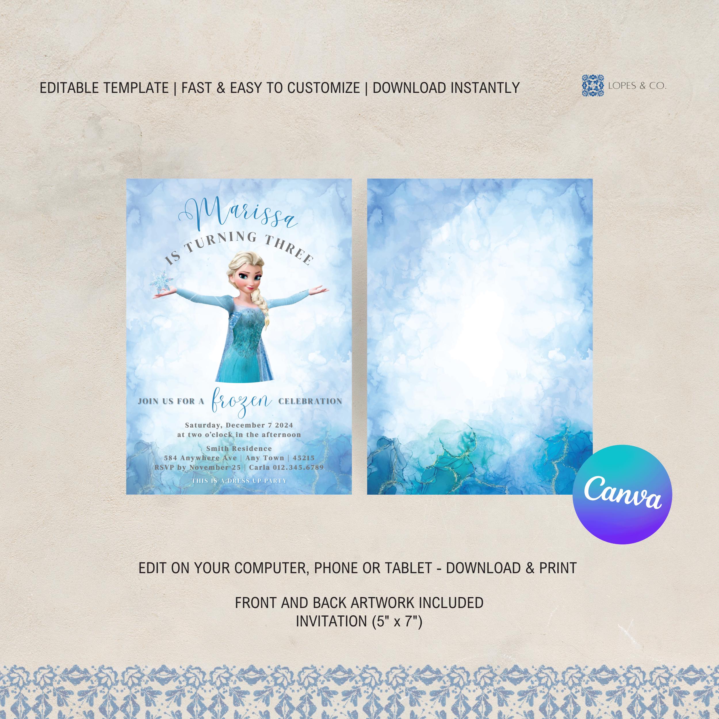 Frozen Birthday Invitation Digital Frozen Party Invite Custom Frozen ...