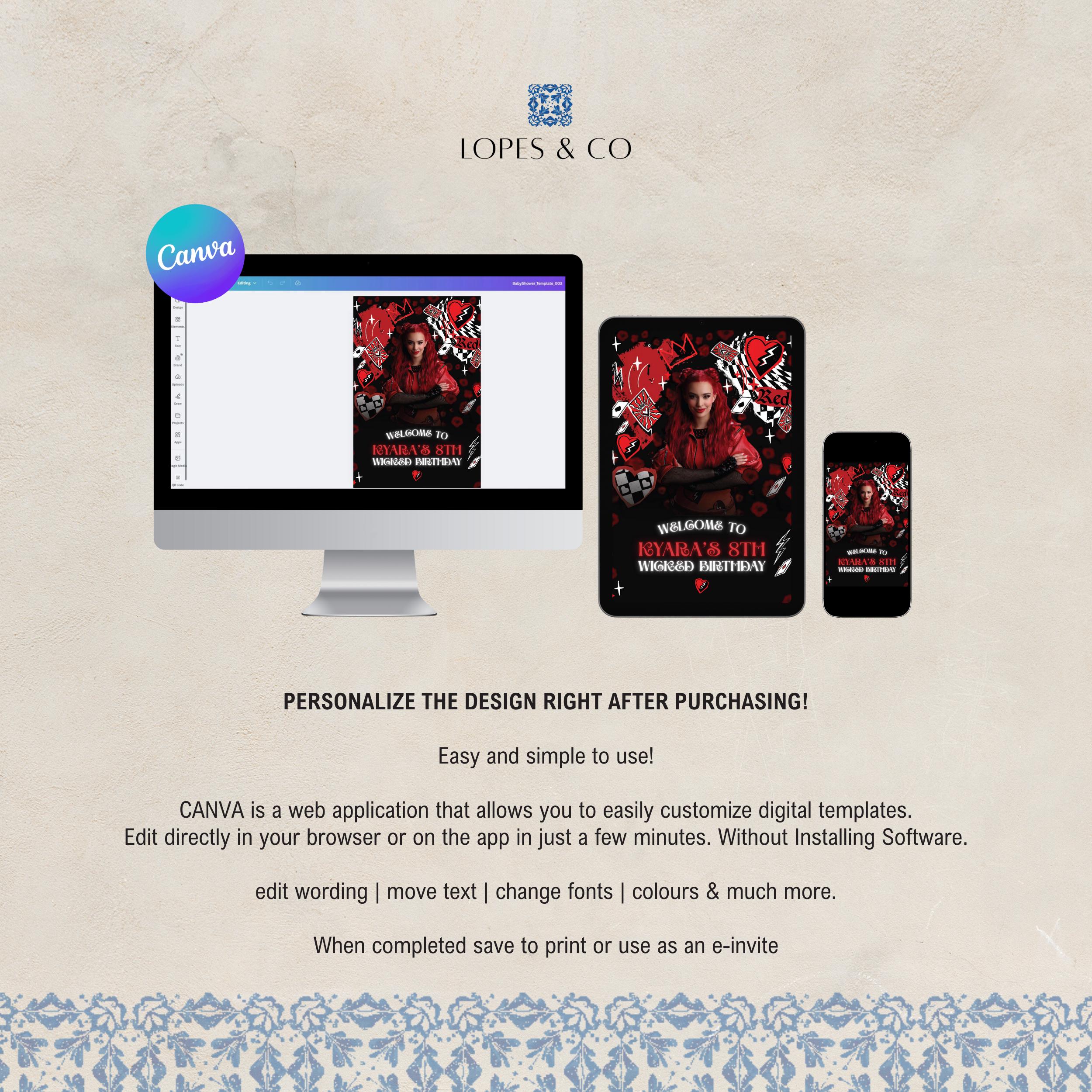 Descendants Welcome Sign Rise of Red Birthday Banner Template Red Theme ...