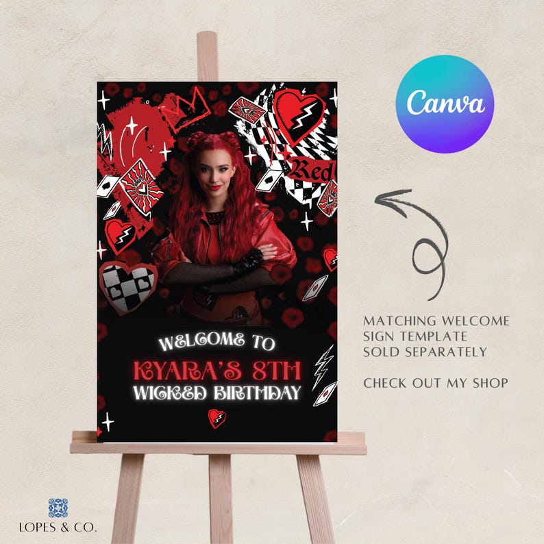 Descendants Invitation Rise of Red Birthday Invite Template Red Theme ...