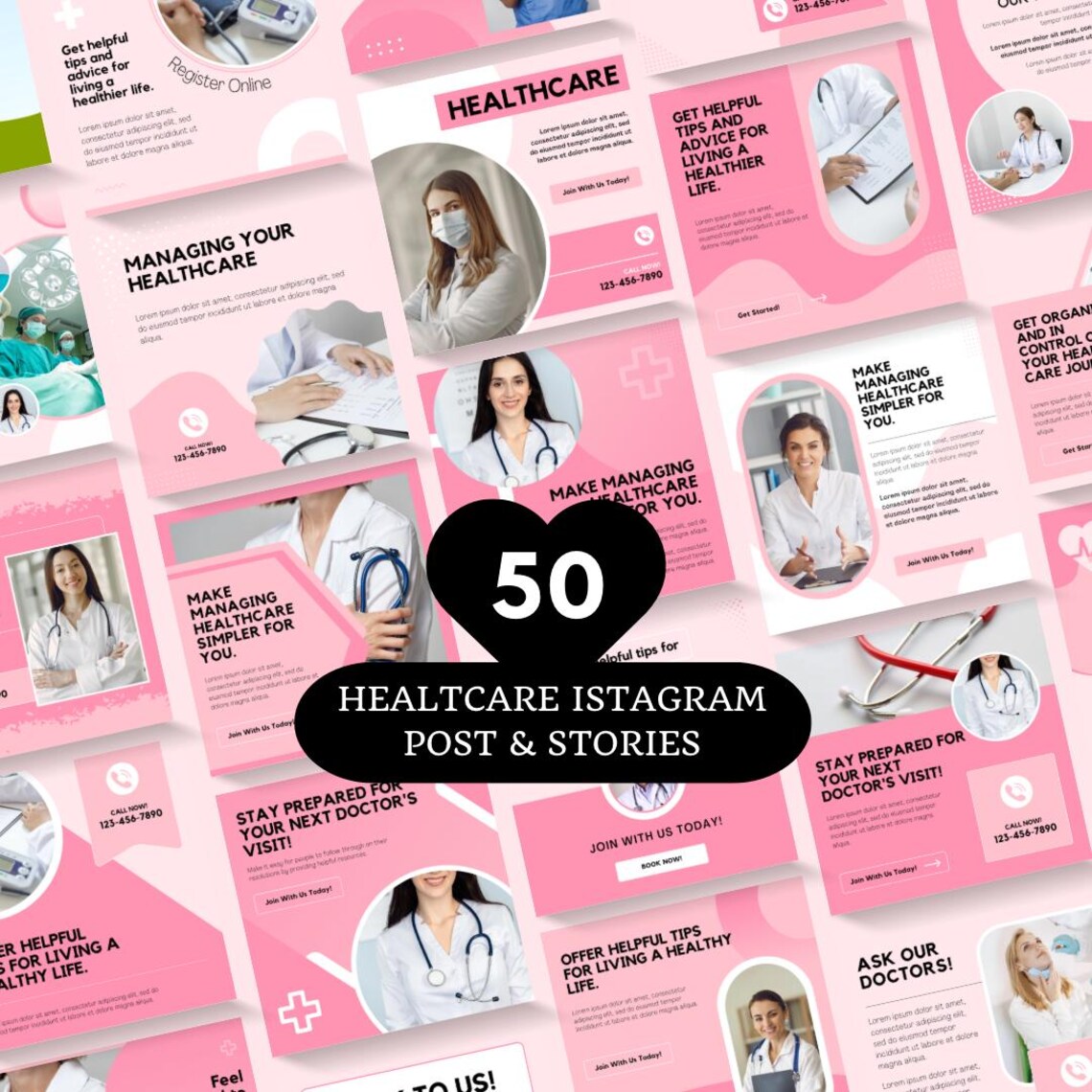50 Healthcare Instagram Templates | Medical Canva Post & Story | Nurse ...