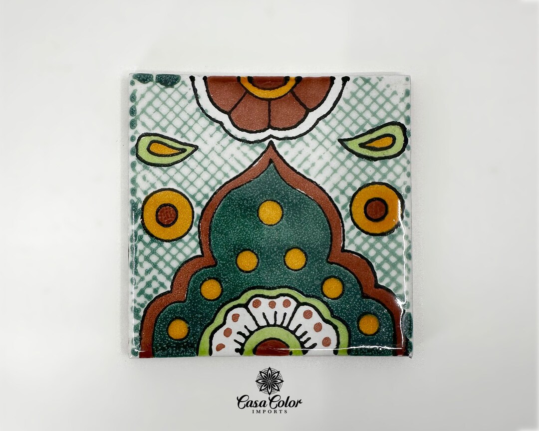 25 Green Decorative Talavera Tile. Mediterranean Style 4x4 - Etsy