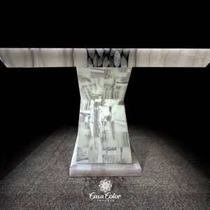 Luxury Handmade Onyx Backlit Translucent White Dining Table. Seats 8 ...