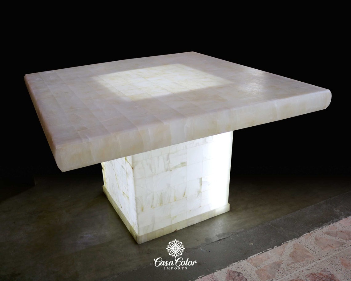 Luxury White Translucent Backlit Handmade Onyx Dining Table for 8 ...