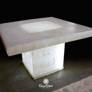 Luxury White Translucent Backlit Handmade Onyx Dining Table for 8 ...