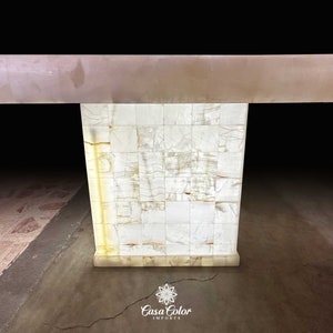 Luxury White Translucent Backlit Handmade Onyx Dining Table for 8 ...