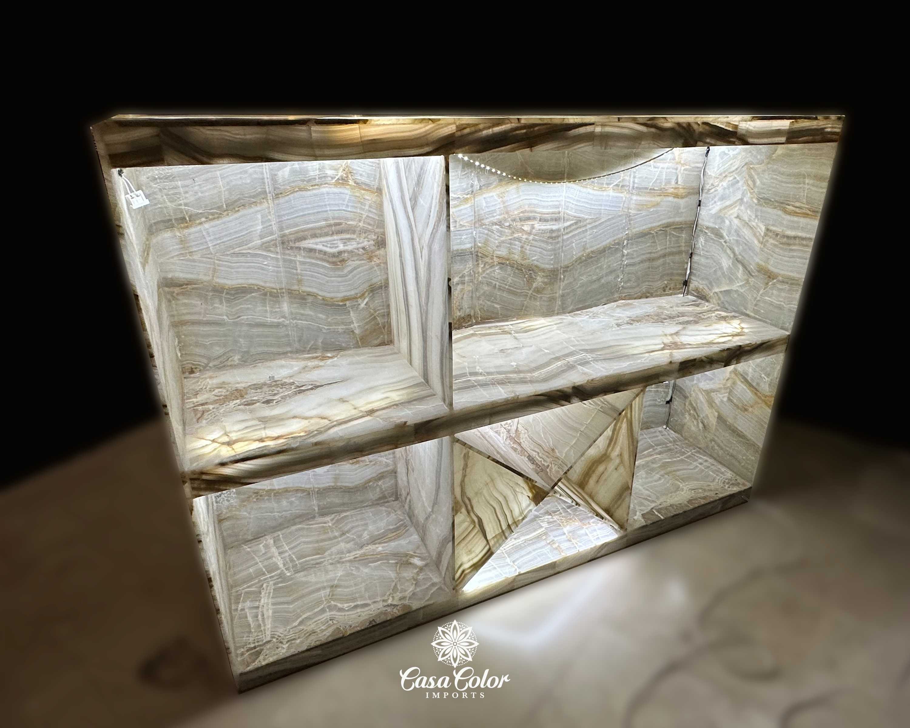 Exotic Vegas Style Luxury Translucent Backlit Handmade Onyx Two-piece ...
