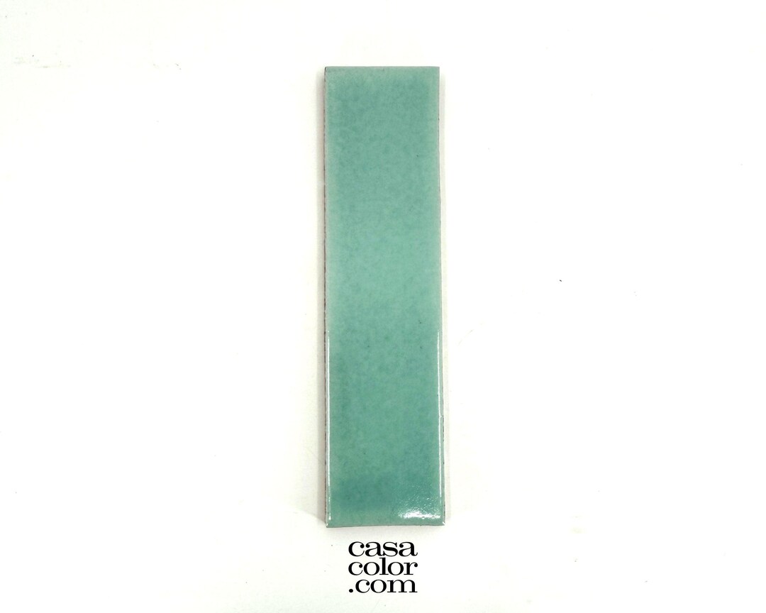 Handmade Aqua Ceramic Tiles: Glossy Pastel Decor, 8x2 - Etsy