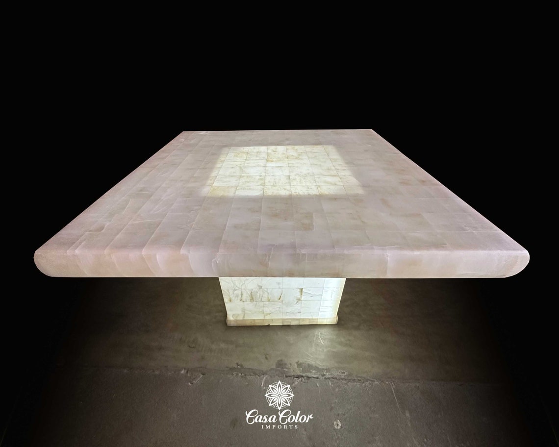Luxury White Translucent Backlit Handmade Onyx Dining Table for 8 ...