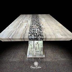 Luxury Handmade Onyx Backlit Translucent White Dining Table. Seats 8 ...