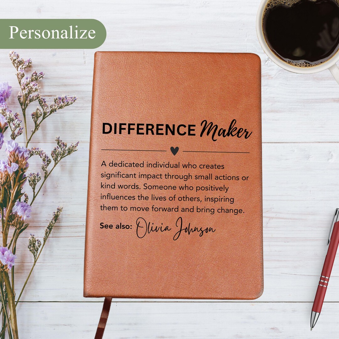 Personalized Difference Maker Gift Leather Journal, Gift for a Leader ...